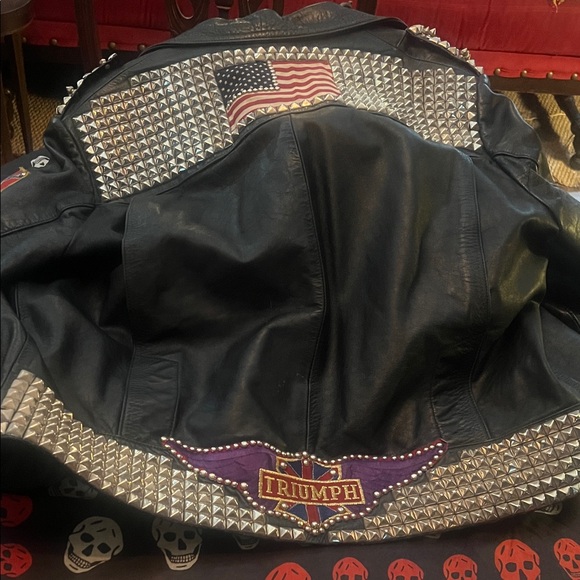 Triumph | Jackets & Coats | 968 Vintage Triumph Black Studded Leather ...
